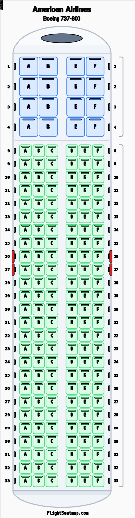 American Airlines Boeing 737-800 Seat Map & Seating | Flight Seatmap