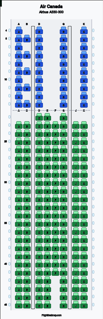 AC894 Seat Map - Air Canada Toronto to Ferno (VA) | Flight Seatmap