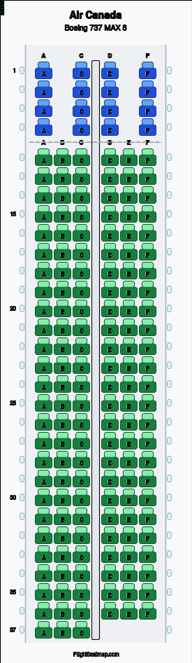 Air Canada Boeing 737 MAX 8 Seat Map & Seating Chart | Flight Seatmap