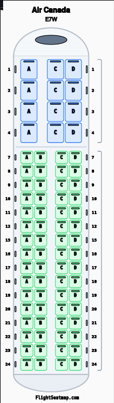 Air Canada E7W Seat Map & Seating Chart (2-Class) | Flight Seatmap