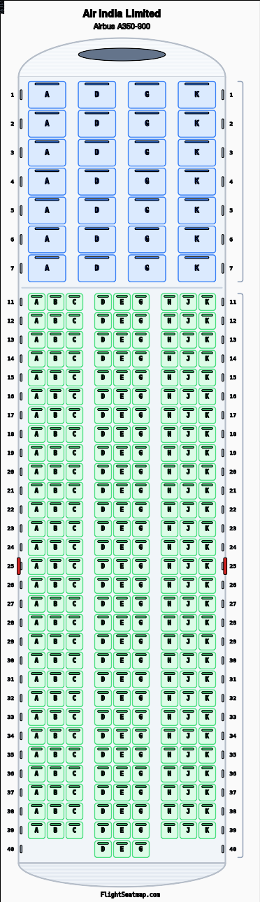 AI161 Seat Map - Air India Limited New Delhi to | Flight Seatmap