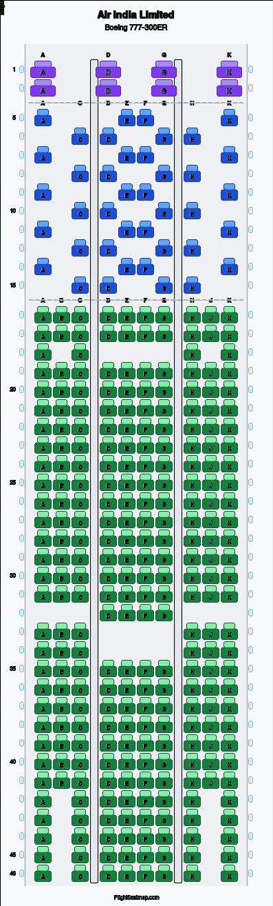 AI128 Seat Map - Air India Limited London to Mumbai | Flight Seatmap