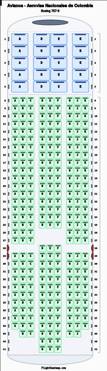 Avianca - Aerovias Nacionales de Colombia Boeing | Flight Seatmap