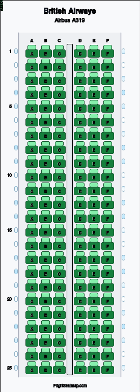 British Airways Airbus A319 Seat Map & Seating Chart | Flight Seatmap