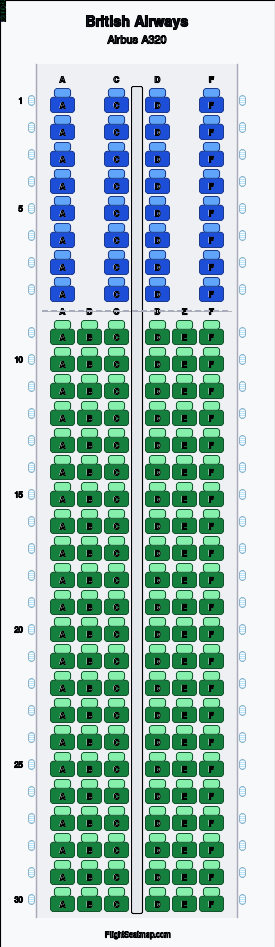British Airways Airbus A320 Seat Map & Seating Chart | Flight Seatmap