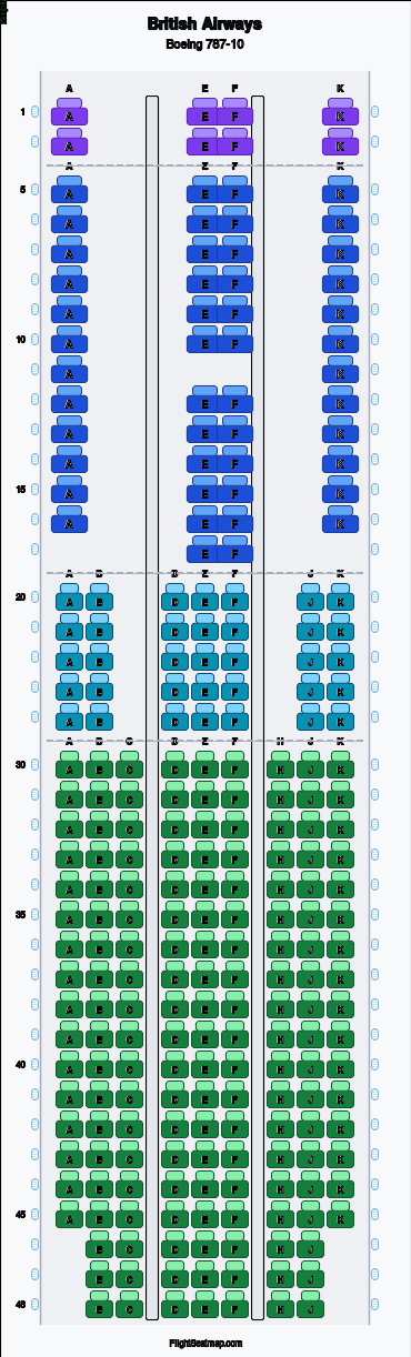 British Airways Boeing 787-10 Seat Map & Seating | Flight Seatmap