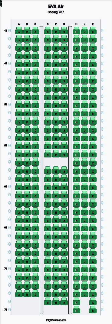 EVA Air Boeing 787 Seat Map & Seating Chart (1-Class) | Flight Seatmap