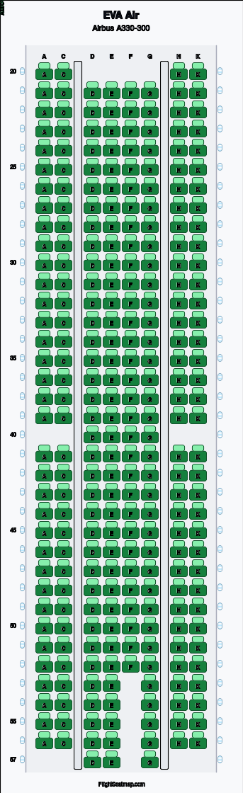 EVA Air - Airbus A330-300 Seat Map & Seating Chart (1 | Flight Seatmap