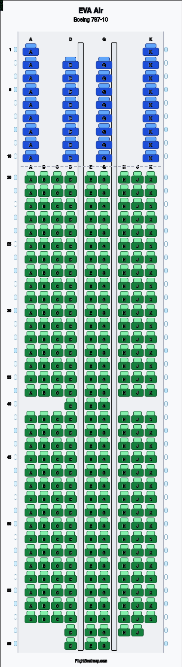 EVA Air Boeing 787-10 Seat Map & Seating Chart | Flight Seatmap