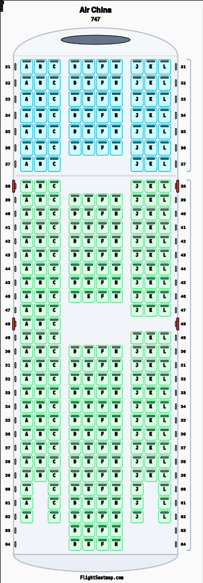 Air China 747 Seat Map & Seating Chart (2-Class) | Flight Seatmap