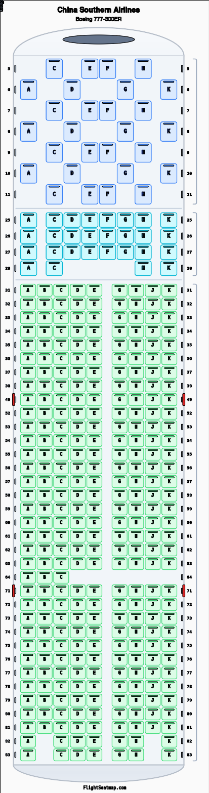 China Southern Airlines Boeing 777-300ER Seat Map & | Flight Seatmap