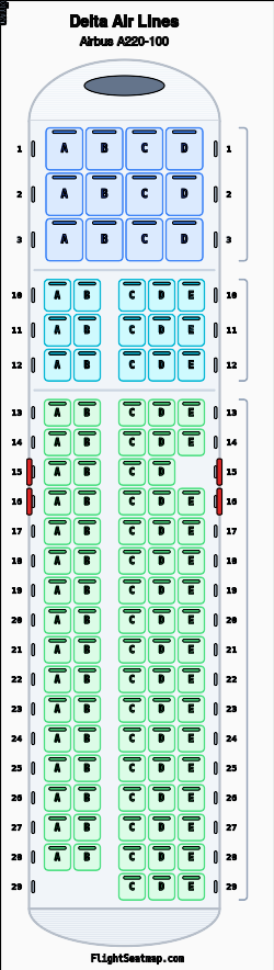 Delta Air Lines Airbus A220-100 Seat Map & Seating | Flight Seatmap