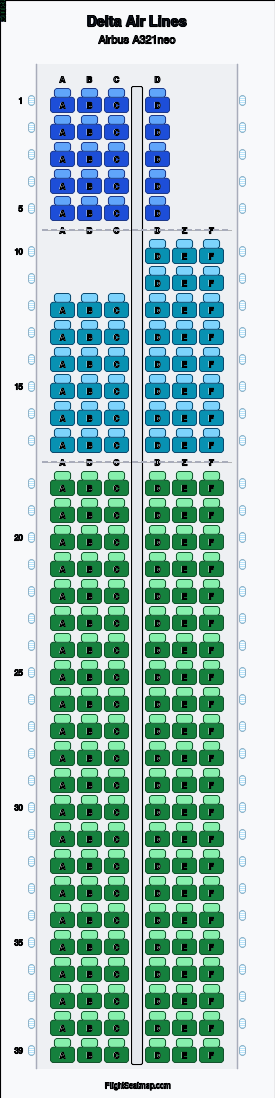 Delta Air Lines Airbus A321neo Seat Map & Seating | Flight Seatmap