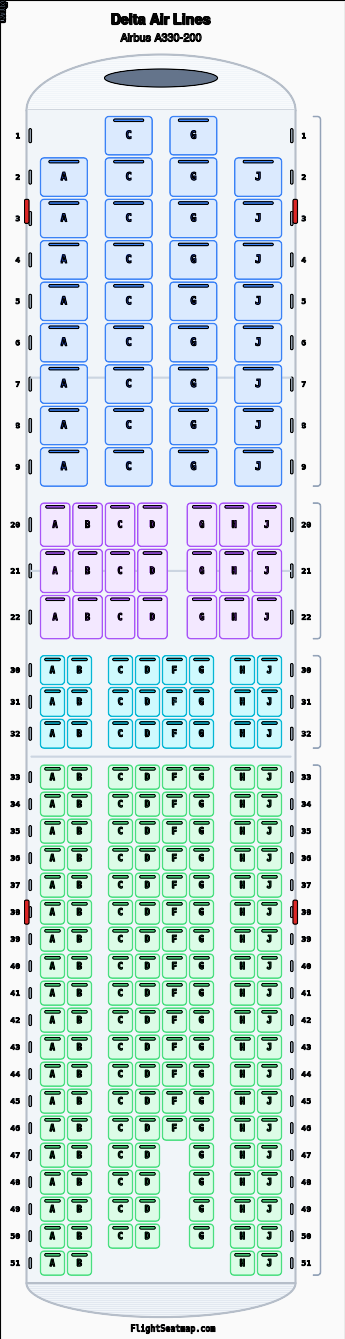 DL1 Seat Map - Delta Air Lines New York to London | Flight Seatmap