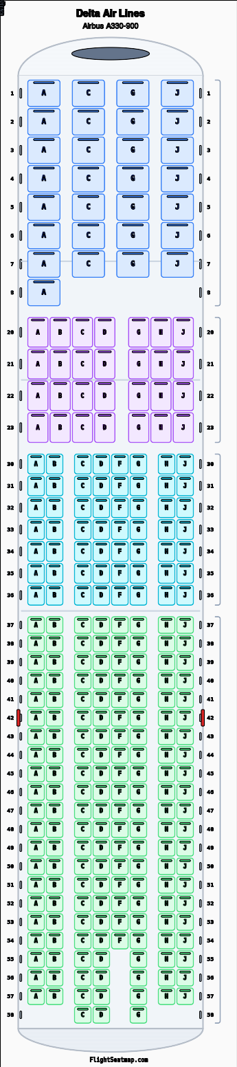 Delta Air Lines Airbus A330-900 Seat Map & Seating | Flight Seatmap