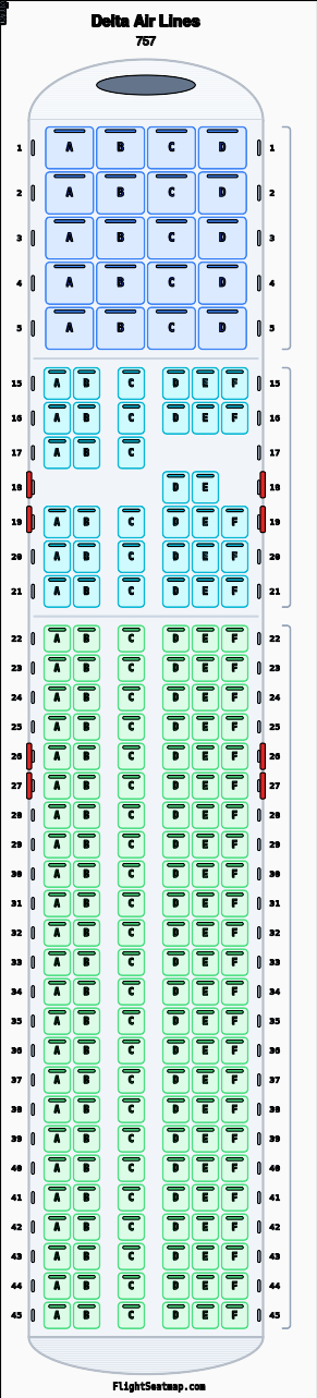 Delta Air Lines 757 Seat Map & Seating Chart | Flight Seatmap