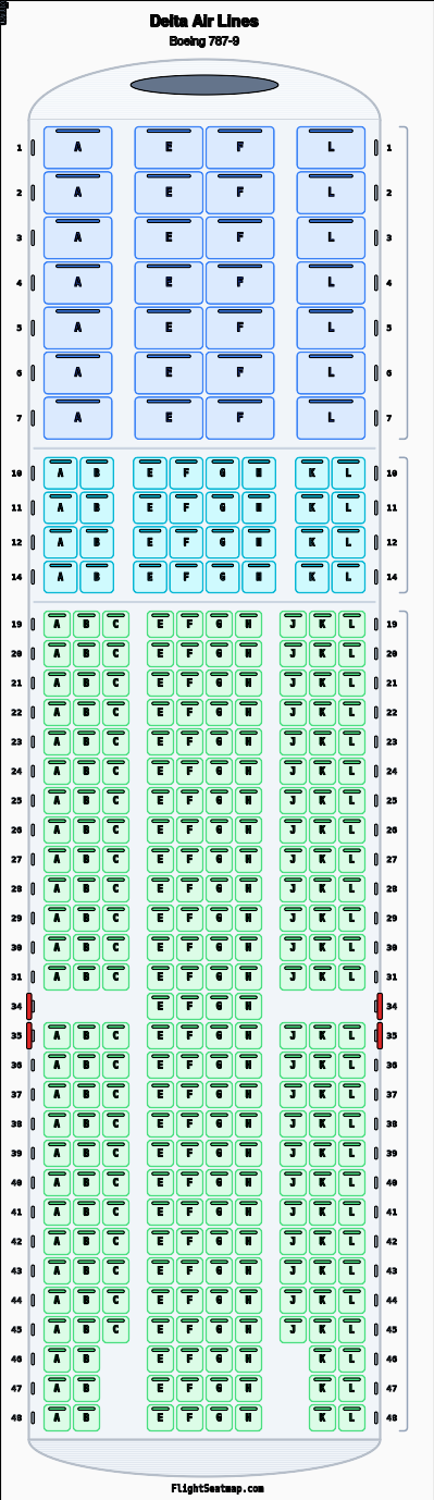 DL5925 Seat Map - Delta Air Lines Los Angeles to | Flight Seatmap