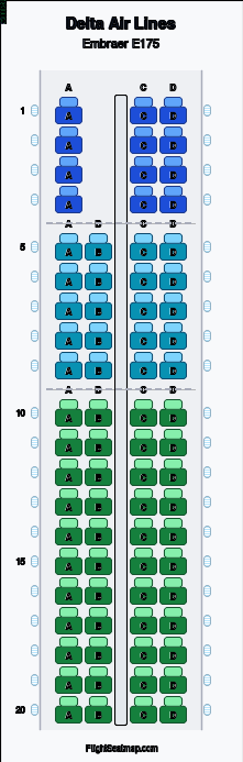 Delta Air Lines - Embraer E175 Seat Map & Seating | Flight Seatmap
