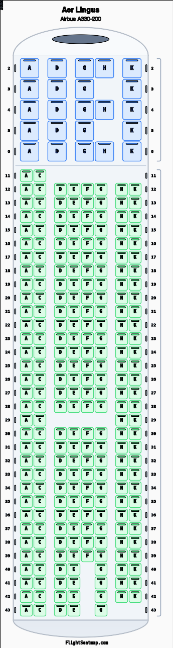 EI52 Seat Map - Aer Lingus Seattle to Dublin (Airbus | Flight Seatmap