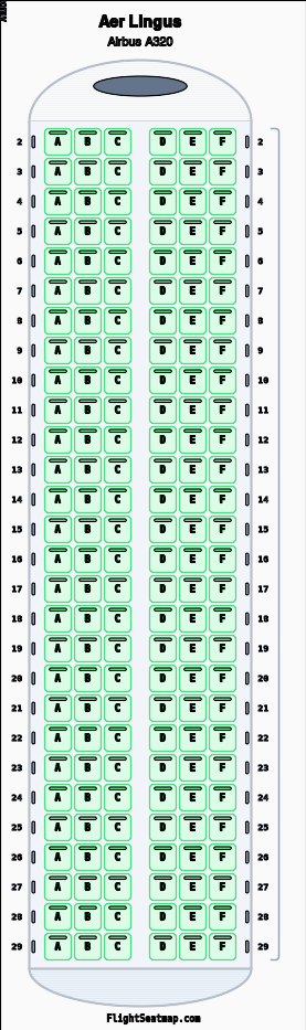 Aer Lingus Airbus A320 Seat Map & Seating Chart | Flight Seatmap