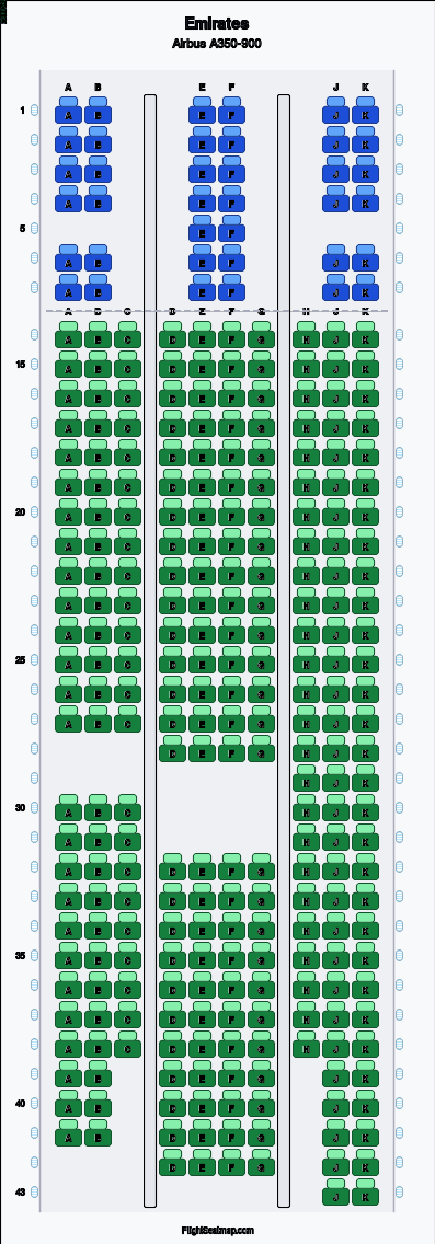 EK421 Seat Map - Emirates Perth to Dubai (Airbus | Flight Seatmap