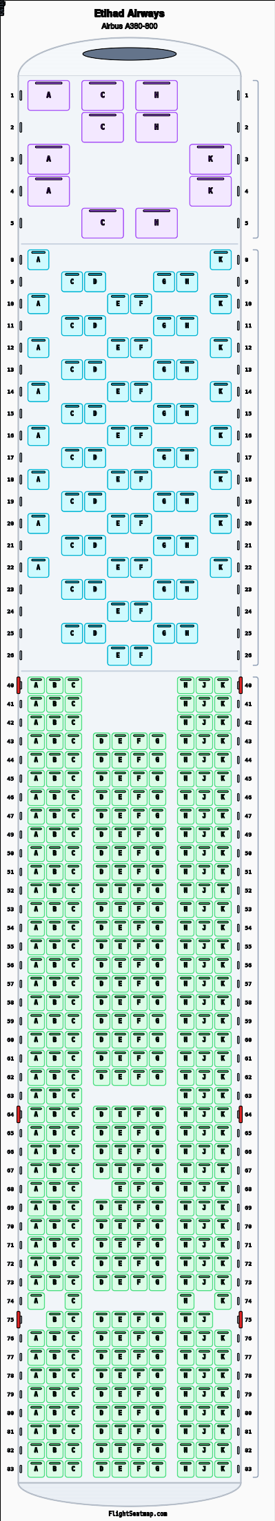 Etihad Airways Airbus A380-800 Seat Map & Seating | Flight Seatmap