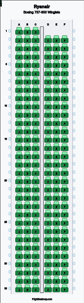 Ryanair Boeing 737-800 Winglets Seat Map & Seating | Flight Seatmap