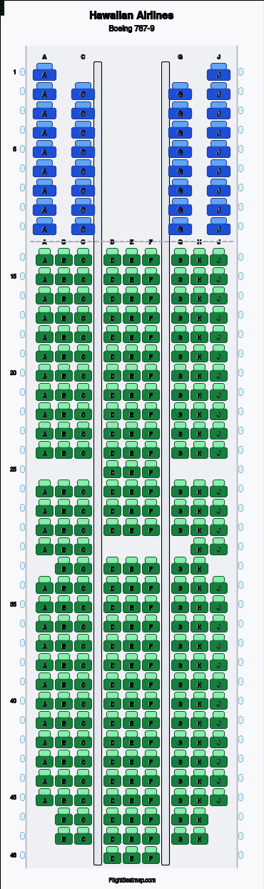 Hawaiian Airlines Boeing 787-9 Seat Map & Seating | Flight Seatmap