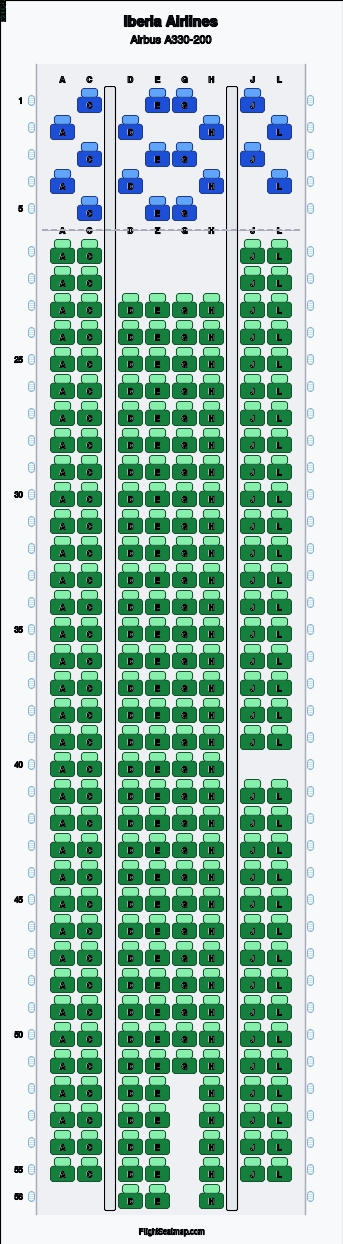 Iberia Airlines Airbus A330-200 Seat Map & Seating | Flight Seatmap
