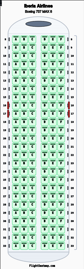 Iberia Airlines Boeing 737 MAX 8 (1-классная) схема | Flight Seatmap