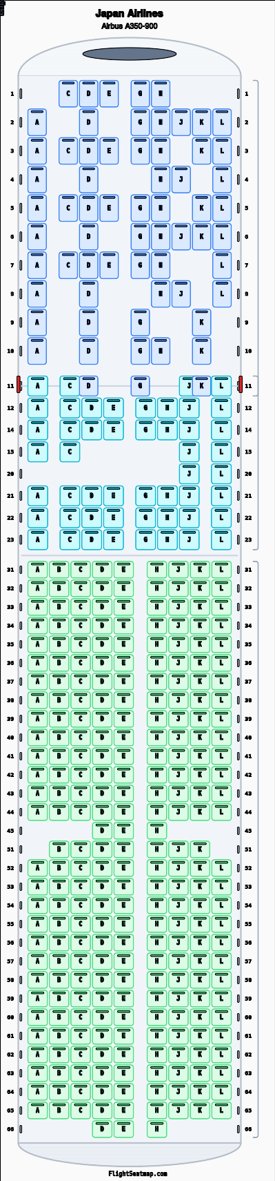 Japan Airlines Airbus A350-900 Seat Map & Seating | Flight Seatmap