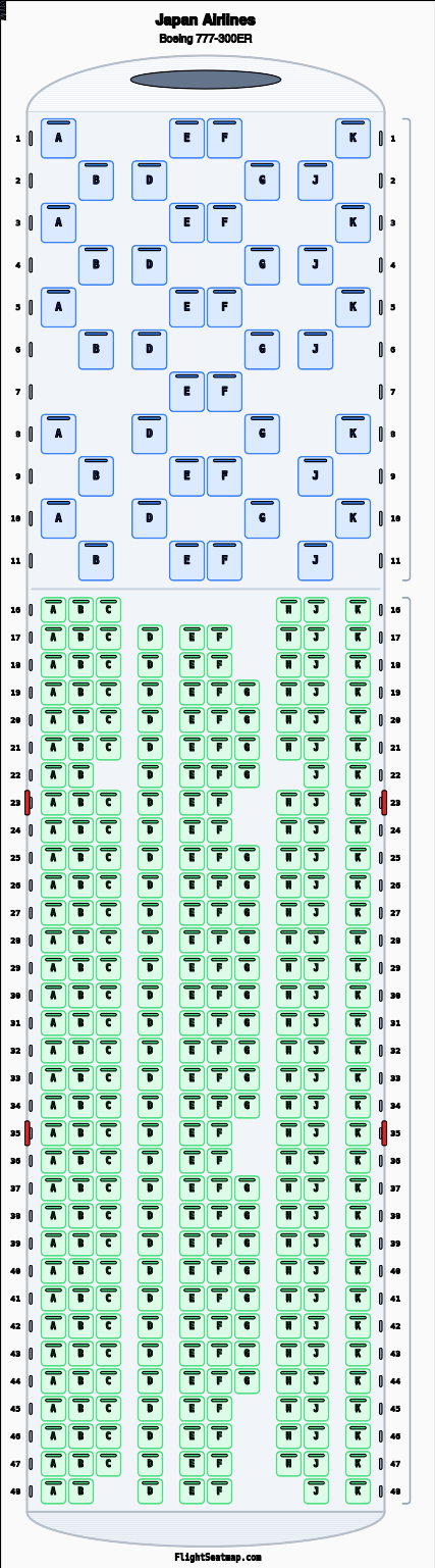 Japan Airlines Boeing 777-300ER Seat Map & Seating | Flight Seatmap