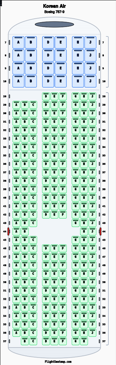 KE76 Seat Map - Korean Air Vancouver to Seoul (Boeing | Flight Seatmap