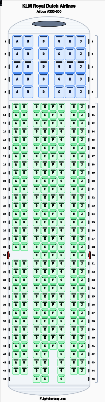 KLM Royal Dutch Airlines Airbus A330-300 Seat Map & | Flight Seatmap