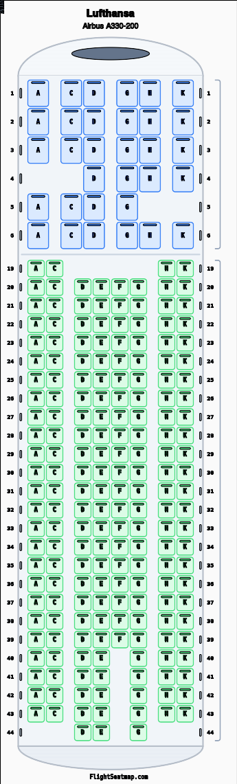 Lufthansa Airbus A330-200 Seat Map & Seating Chart | Flight Seatmap