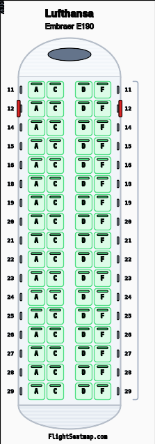 Lufthansa - Embraer E190 Seat Map & Seating Chart (1 | Flight Seatmap