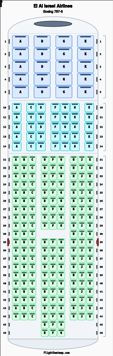 LY318 Seat Map - El Al Israel Airlines London to Tel | Flight Seatmap