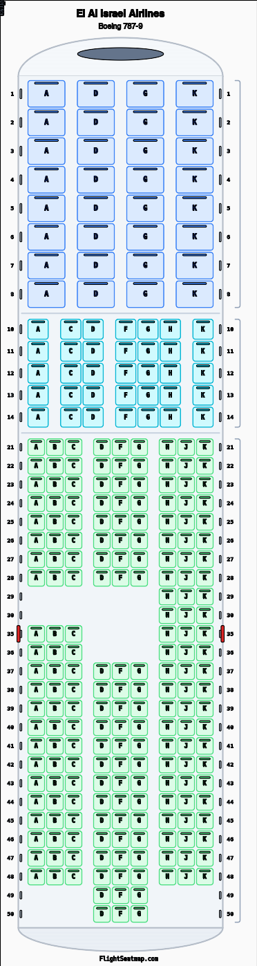 LY5 Seat Map - El Al Israel Airlines Tel Aviv to Los | Flight Seatmap