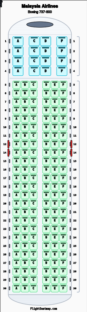 Malaysia Airlines Boeing 737-800 Seat Map & Seating | Flight Seatmap