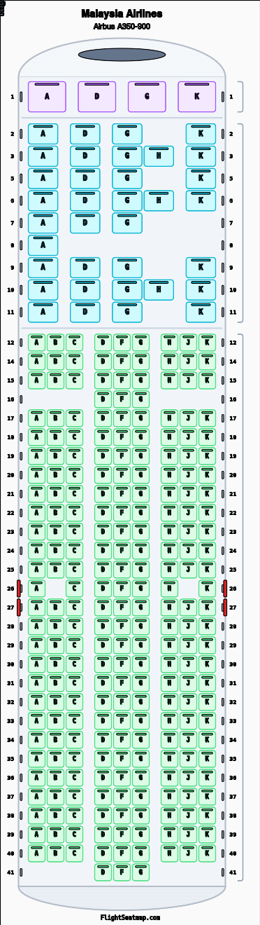 MH1 Seat Map - Malaysia Airlines London to Sepang | Flight Seatmap