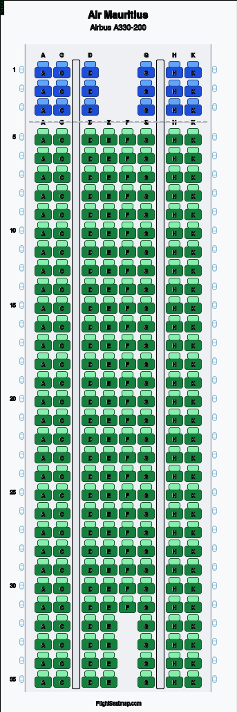 Air Mauritius Airbus A330-200 Seat Map & Seating | Flight Seatmap