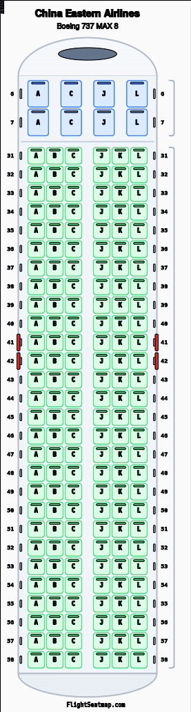 China Eastern Airlines Boeing 737 MAX 8 Seat Map & | Flight Seatmap