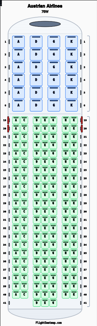 Austrian Airlines 76W Seat Map & Seating Chart | Flight Seatmap