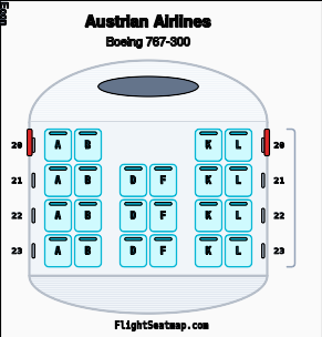 Austrian Airlines Boeing 767-300 (1 classes) Plan de | Flight Seatmap