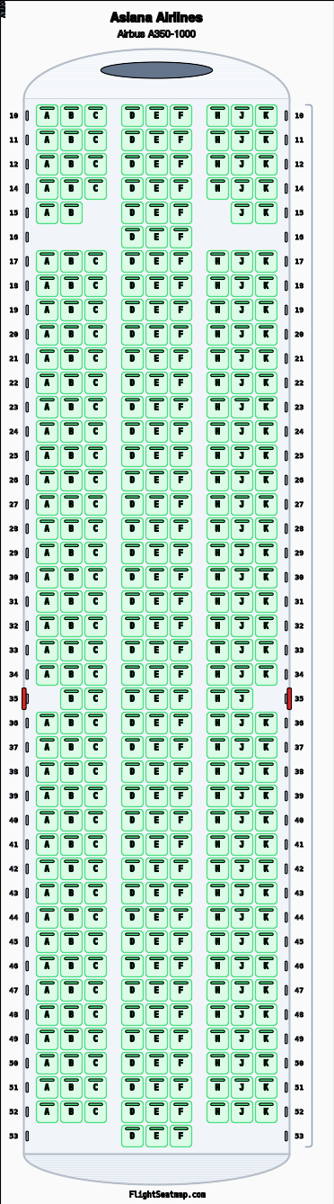 Asiana Airlines Airbus A350-1000 Seat Map & Seating | Flight Seatmap