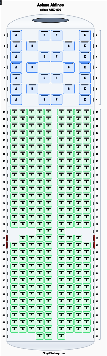 OZ221 Seat Map - Asiana Airlines New York to Seoul | Flight Seatmap