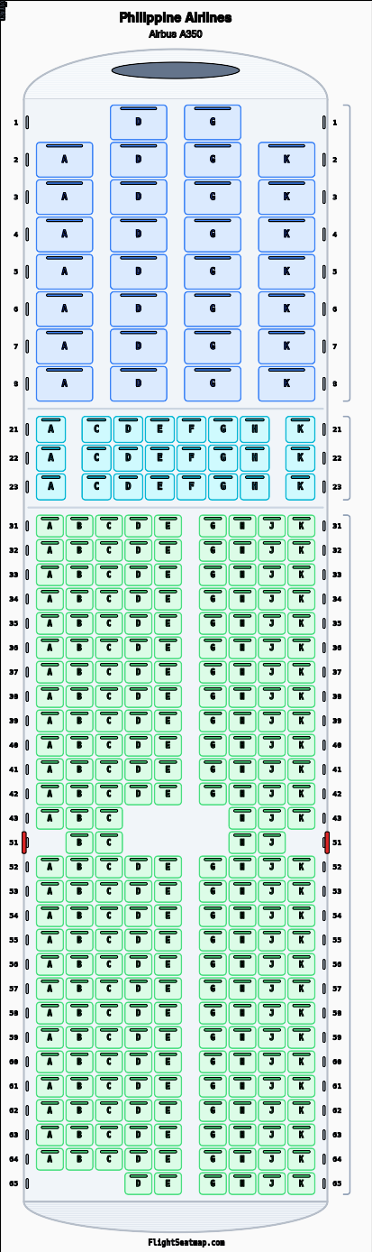Philippine Airlines Airbus A350 Seat Map & Seating | Flight Seatmap