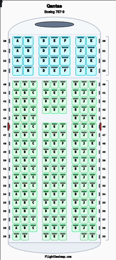 Qantas Boeing 787-9 Seat Map & Seating Chart | Flight Seatmap