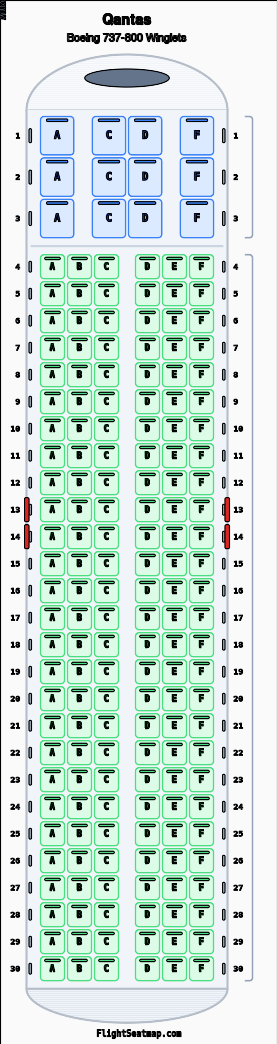 Qantas Boeing 737-800 Winglets Seat Map & Seating | Flight Seatmap