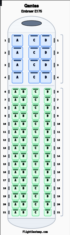 Qantas - Embraer E175 Seat Map & Seating Chart (2 | Flight Seatmap